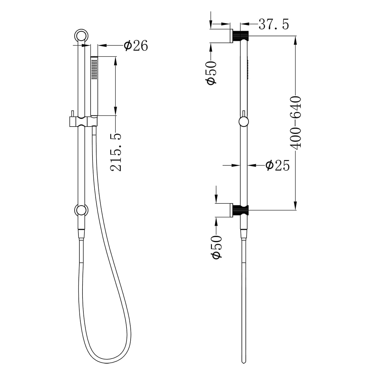 Shower Head with Slide Bar Handheld Shower Kit Combo with Hose ...