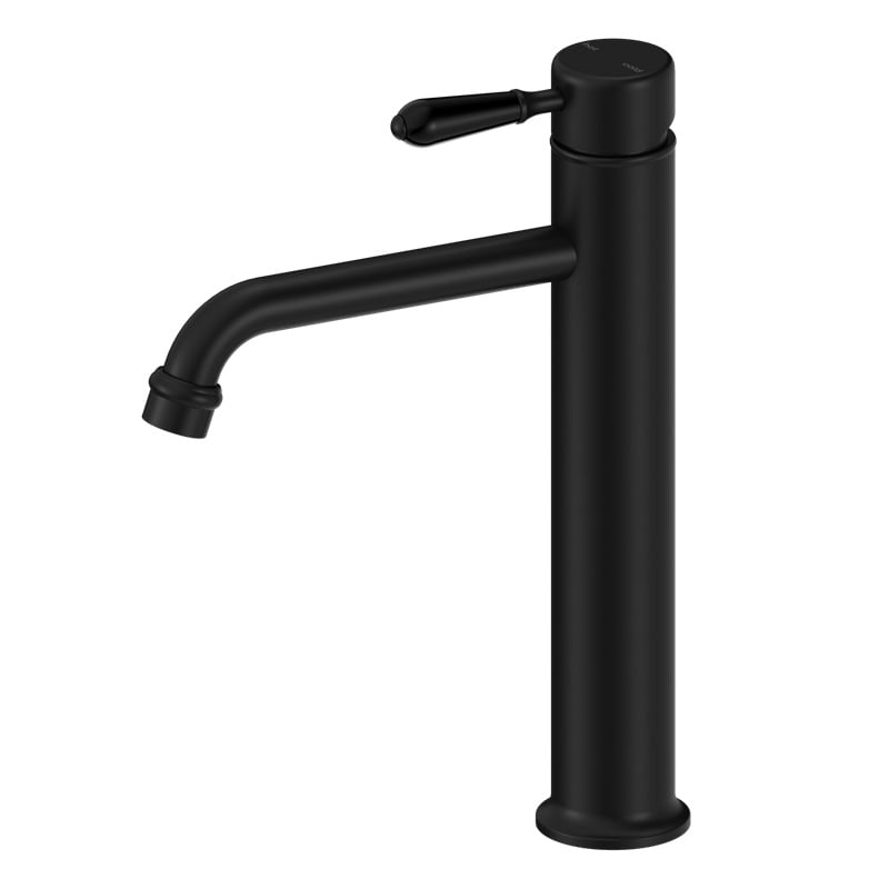 YORK STRAIGHT TALL BASIN MIXER TAPS WITH METAL LEVER MATTE BLACK ...