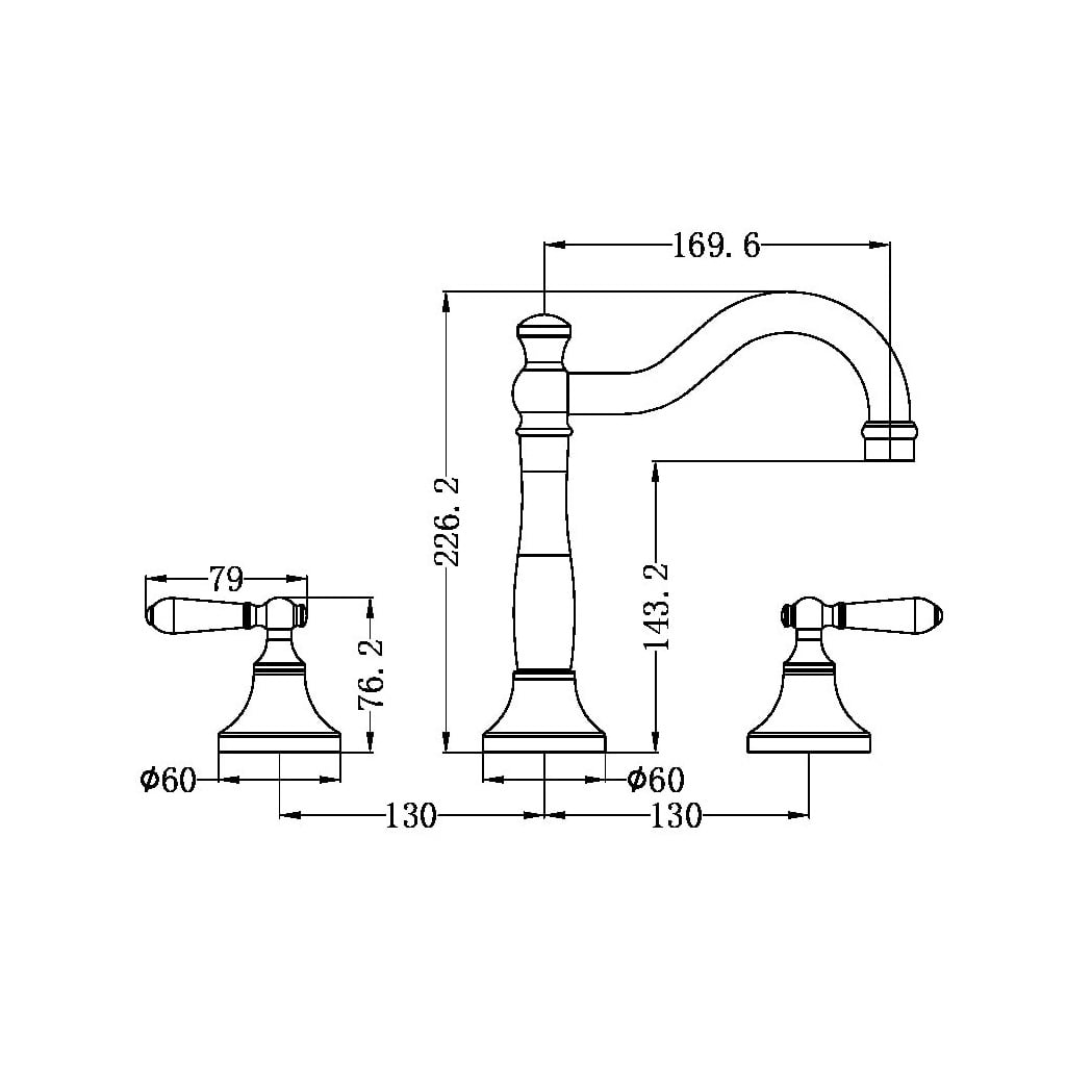 YORK BASIN TAP SET WITH WHITE PORCELAIN LEVER CHROME (NR692102A01CH ...